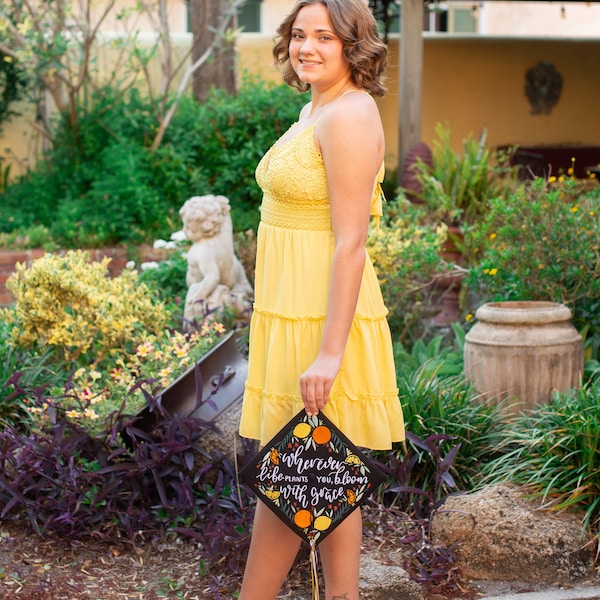 Embroidered Graduation Cap Topper | Lemon Graduation Cap Decoration ...