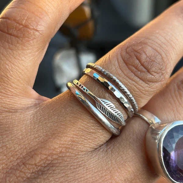 Sterling Silver Stacking Rings | Womens Silver Ring Set | Stackable ...