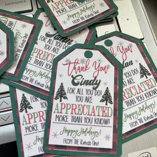 Christmas Thank You Gift Tags, Teacher Staff Employee Nurse Volunteer ...