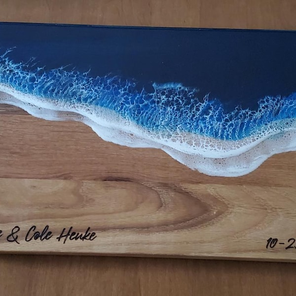 Wood Live Edge Floating Shelves With Ocean Waves Coastal Beachy Room ...