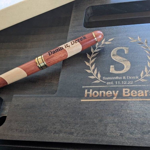 PERSONALIZED Exotic NATURAL Wood Pen, Engraved Wooden Pens, Rosewood ...