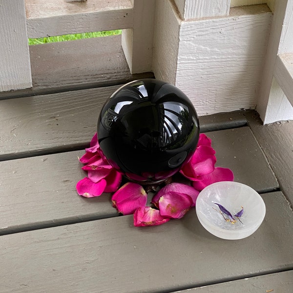 150mm Large Black Obsidian Sphere Crystal Ball Orb Scrying Divination ...