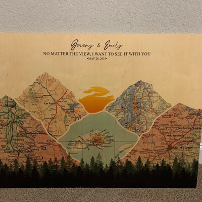 Personalized Long Distance Family Maps on Wood: 3-5 Locations - Etsy