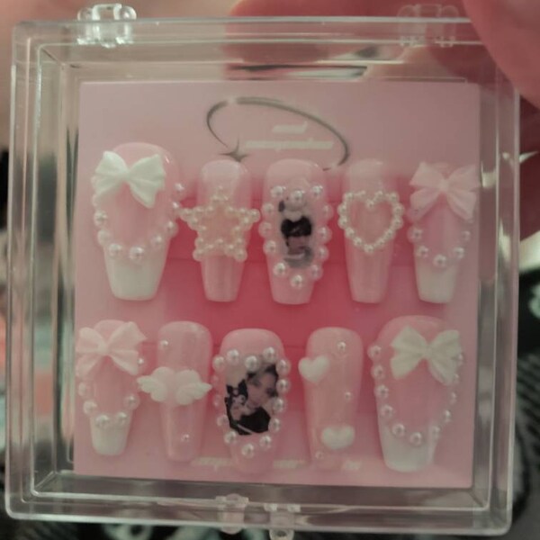 ATEEZ ANITEEZ Aesthetic Press on Nails Kpop Nails Coquette Nails Almond ...