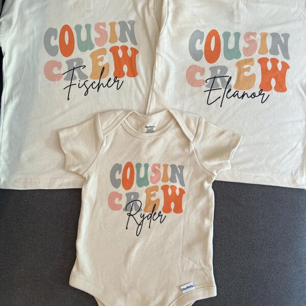 Personalized Groovy Cousin Crew Kids Shirt Retro Custom Matching Cousins Shirts Cousin Trip Boho ...