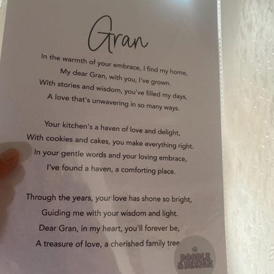 Nan Poem Print, Gift for Nan, Nan Birthday Gift, Nan Christmas Gift ...