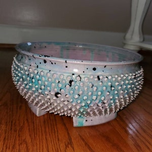 Large Serving Bowl With Doodle Design Turquoise and Black | Etsy