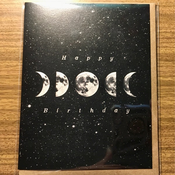 Moon Phase Birthday Card • Gift for Friend • Space Birthday Card - Etsy