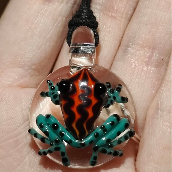 1 Piece - Custom Made Sunburst Poison Tree Frog Glass Pendant Critters ...
