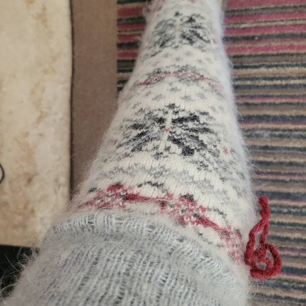 Natural Goat Wool Knee-high Socks, Knitted Warm Boot Socks, Fuzzy Comfy ...