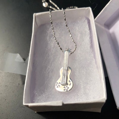 Hawaiian Design Ukulele Guitar Jewelry 925K Sterling Silver Pendant ...