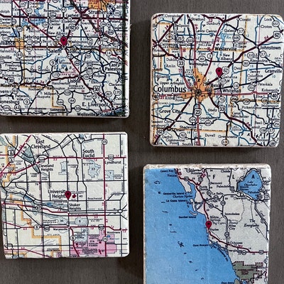Custom Map Coaster Set World Map Coasters Personalized Coasters Custom ...
