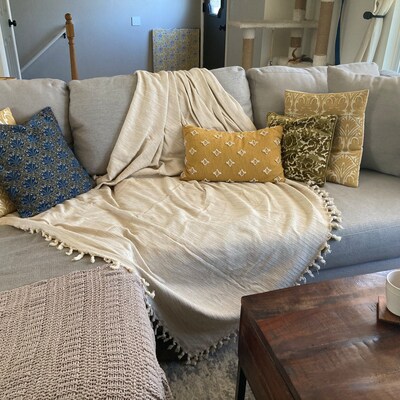 Soft, Cozy, Unbleached, Undyed 100% Cotton Throw Blanket ,cream Large ...