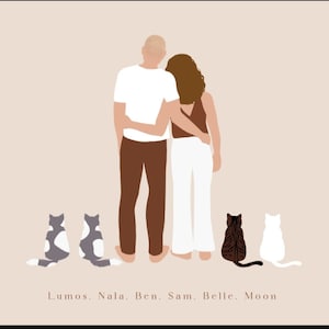 Custom Family Poster With Pets Portrait Personalized Family ...