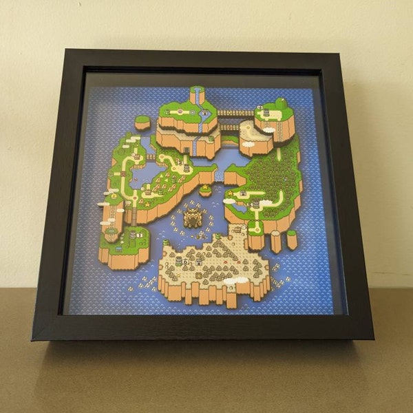 Super Mario World - SNES Overworld Map - 9x9" 3D Shadow Box! - Etsy