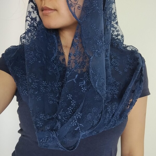 Evintage Veils~ READY TO SHIP Queen of Peace Soft Midnight Blue ...