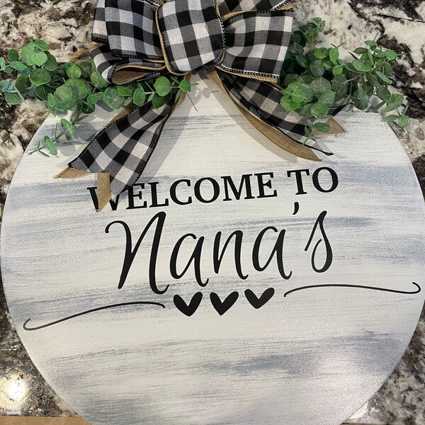 Welcome to Grandma & Grandpa's Welcome Sign | Door Hanger | Door Wreath ...