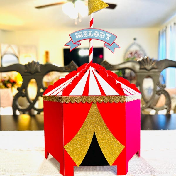 Circus Box Template, Circus Party, Favor Box Circus, Circus Birthday ...