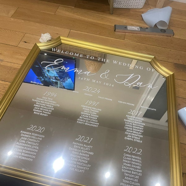 Mirror Table Plan/ Wedding Table Plan / Mirror Seating Plan/ Wedding ...