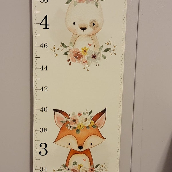 Woodland Growth Chart, Vintage Flowers Roses, Growth Chart Ruler ...
