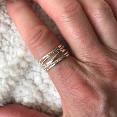 Multi Layer Thumb Ring-chunky Silver Ring-present for Woman-christmas Gift for Her-dainty Open ...