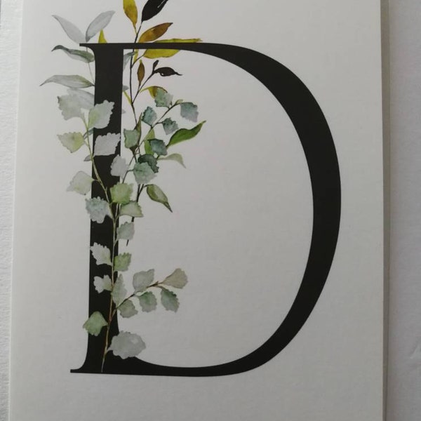 Monogram Printable Wall Art Botanical Monogram Nursery Print Green Leaf ...