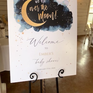 Over the Moon Baby Shower Welcome Sign, Welcome Sign, Baby Shower Sign ...