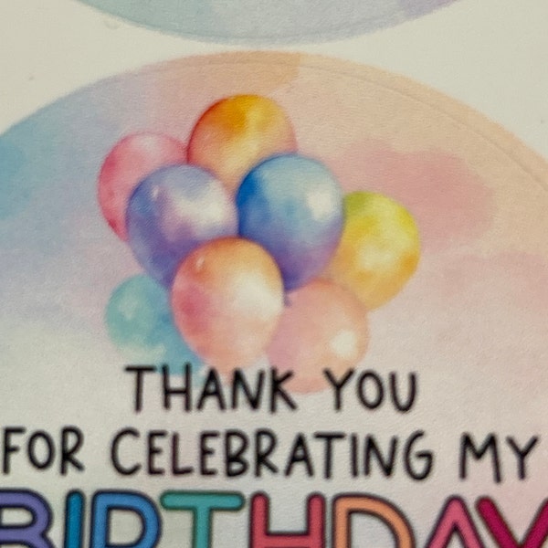 Thank You Stickers Birthday, Printed, Happy Birthday Labels ...