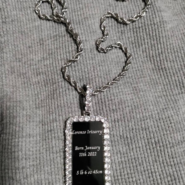 Custom Made Photo Rectangle Necklace & Pendant With Choice of Chains ...