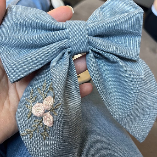 ROSE Bow Sewing Pattern With Embroidery, Video Tutorial, Doll Size Bow Included - Etsy