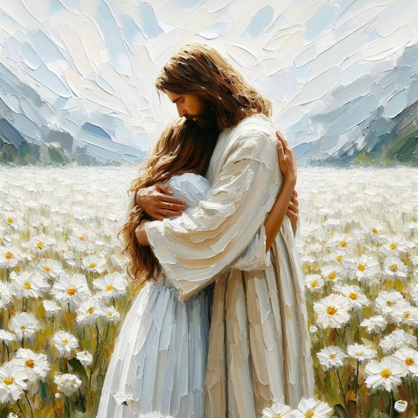 His Love, Christian Wall Art, Jesus Hugging Woman, Jesus Art, LDS ...