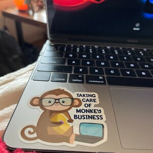 Monkey Business Sticker, Vinyl Stickers, Laptop Decal, Monkey Gift ...