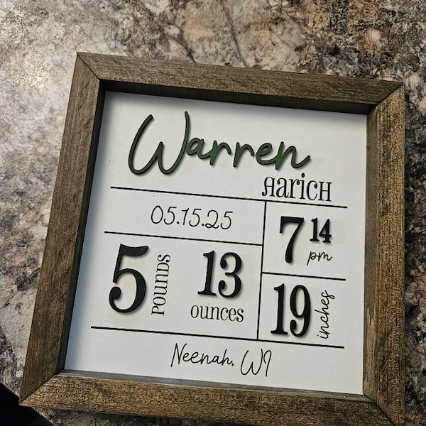 Personalized Baby Birth Stats Sign - Etsy