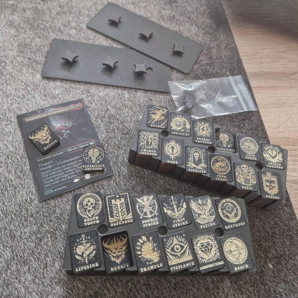 Wooden Ability Counter Set Compatible With Magic (MTG) - Laser Engraved ...