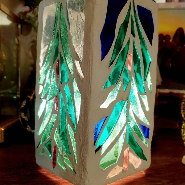 Stained Glass Candleholder,"morning Sunset",candle, 4X4' Square,orange ...