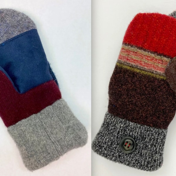 Bright Wool Mittens With Flip Top and Fleece Lining - Etsy