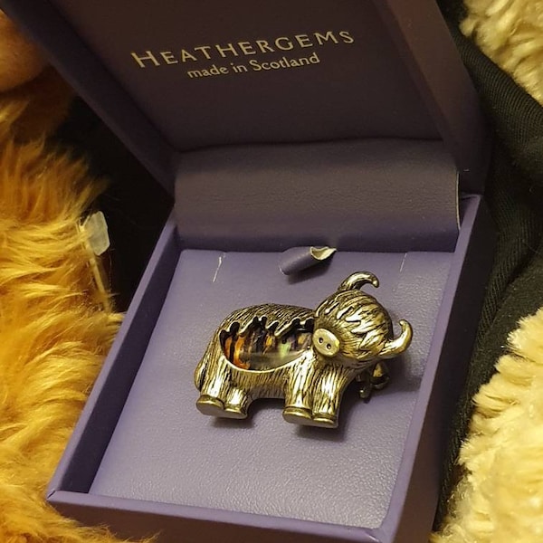 Heathergems Highland Cow Brooch | Handcrafted Scottish Brooch | Silver ...