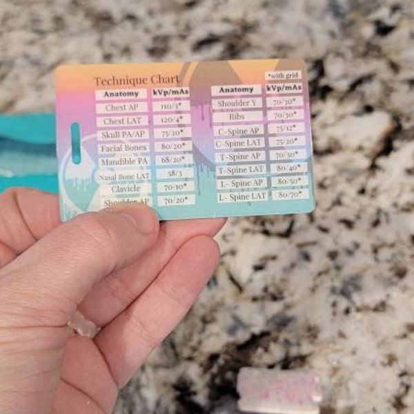 Xray Technique Card - Xray Mas and Kvp Chart - Radiology Technique ...