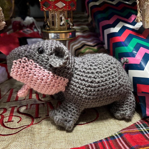Baby Hippo Crochet Pattern Stuffed Animal Amigurumi PDF Download Cute ...