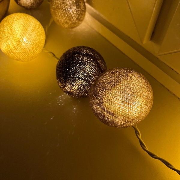 Baby Mint Fairy Lights Cotton Ball Fairy Lights, 20 or 35 LED Cotton ...