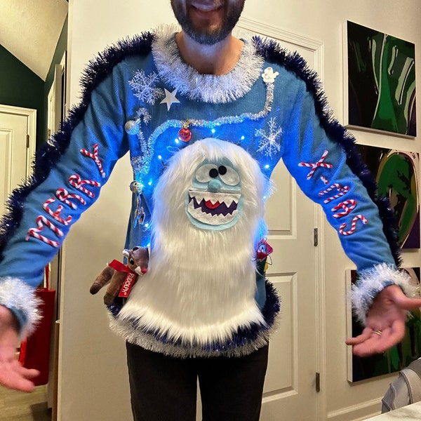 Custom 3-D Furry Fuzzy the Abominable Snowman Tacky Ugly Christmas ...