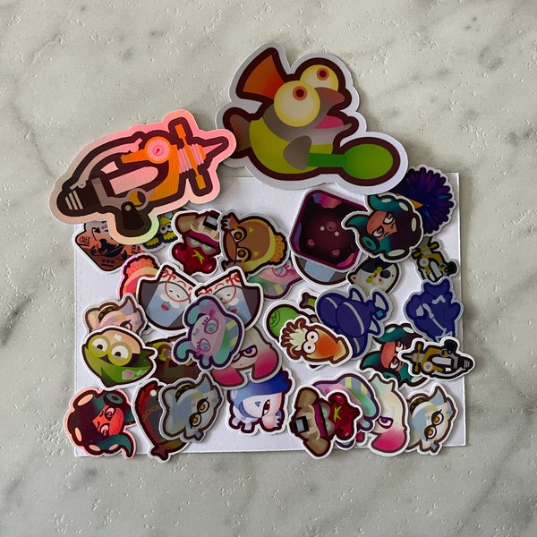 Splatoon Inspired Badge Fan Art Weapons + Holographic - Etsy