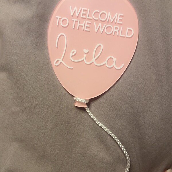 Personalised Acrylic Disc, Hello World Acrylic Disc, Baby Announcement ...