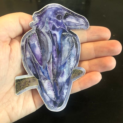 Large Watercolor Raven Vinyl Sticker - Etsy