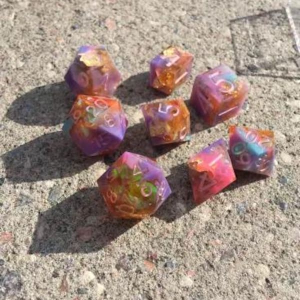 Faerie Fire | Handmade | Sharp Edge Dice Set | Dungeons & Dragons | DND ...