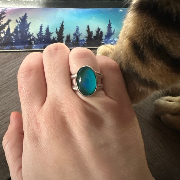 Mood Stone Ring, Double Mood Stone Ring - Etsy