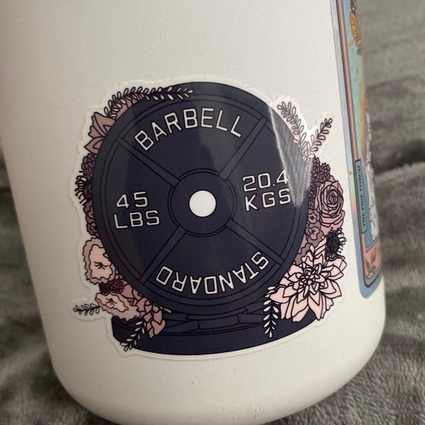 45lb Plate Stack With Flowers Sticker, Powerlifting Sticker ...