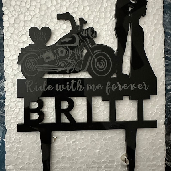 Motorcycle Wedding Cake Topper, Biker Couple Silhouette, Ride With Me ...