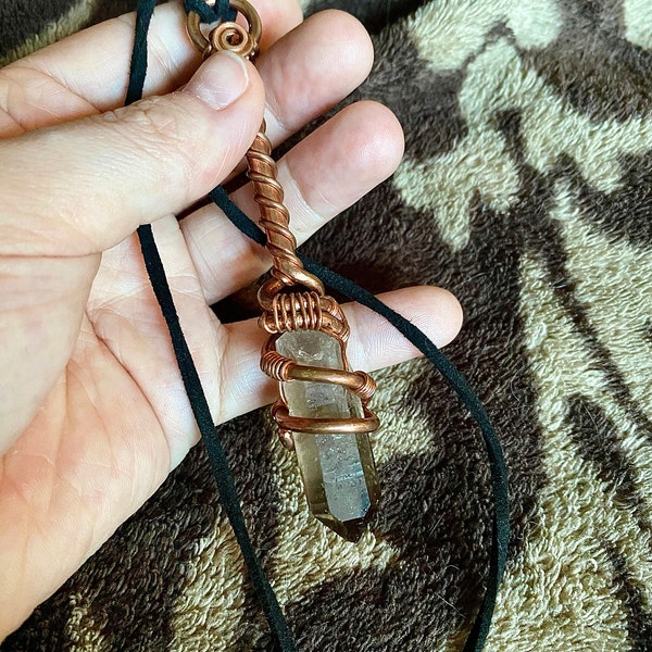Smokey Lemurian Crystal Copper Wand With Magnets, Natural Gem Crystal ...