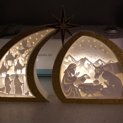 Nativity Scene Shadow Box Svg Bundle, Nativity Shadow Box Svg, Lantern ...